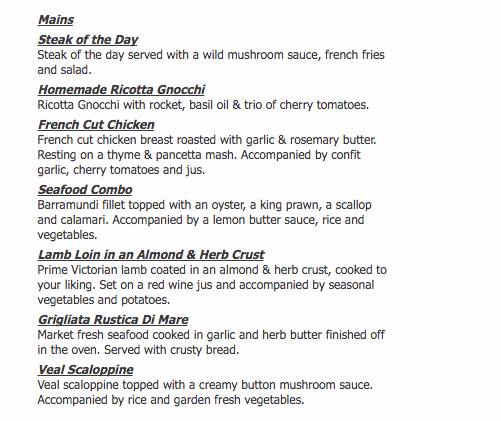 Menu at Galli Restaurant, Plumpton, Melton Hwy