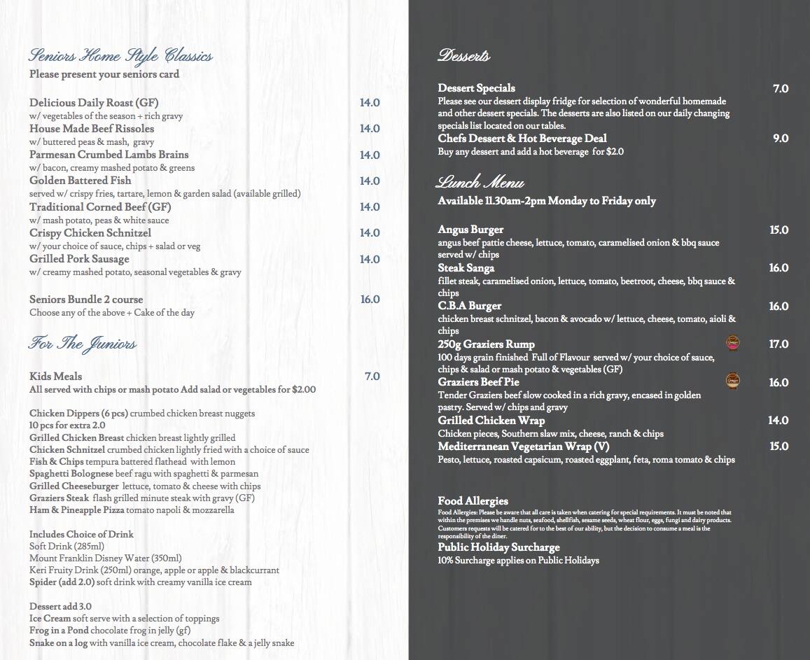 Menu at Highfields Bakery, Highfields