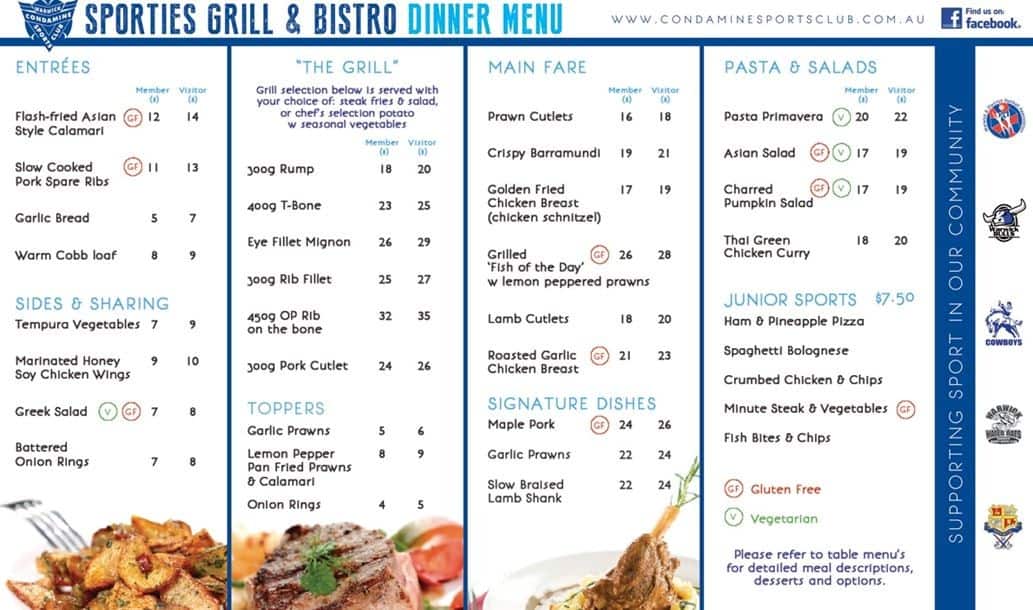 Menu at Sporties Grill & Bistro restaurant, Warwick