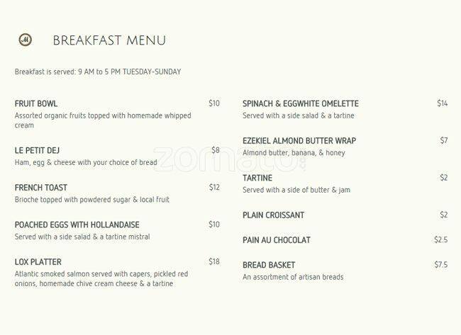 Cafe Mistral Menu, Menu for Cafe Mistral, South Beach, Miami ...