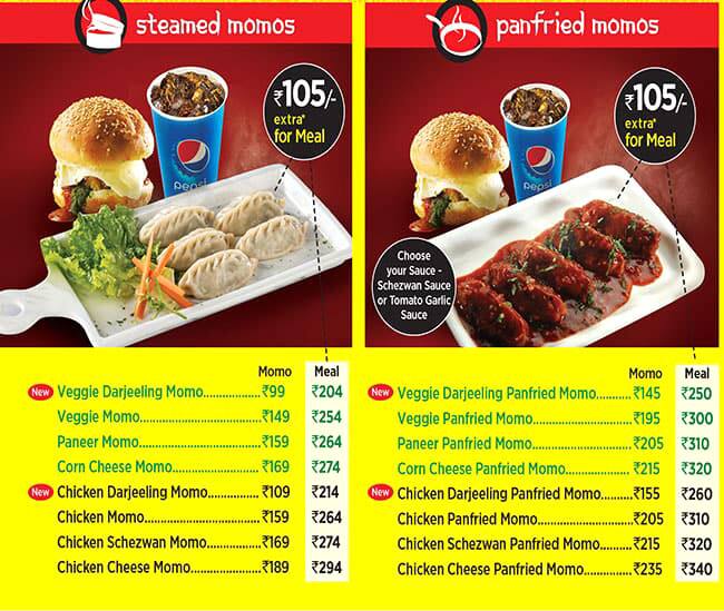 Menu at WOW! Momo, Secunderabad, 1-1-30-60/1