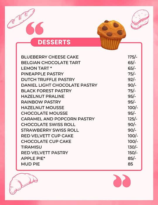Menu at ELLE BAKERY, Dehradun