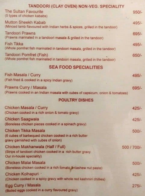 Menu of Cloud 9, Colaba, Mumbai