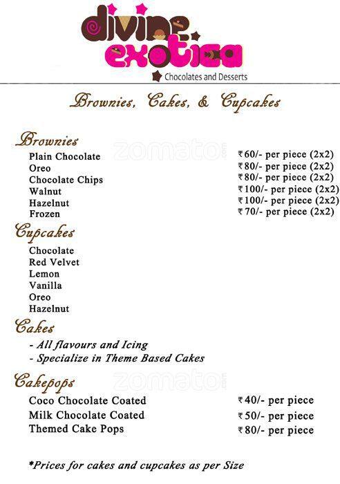 Menu at Divine Exotica, Mumbai, A-65/1503