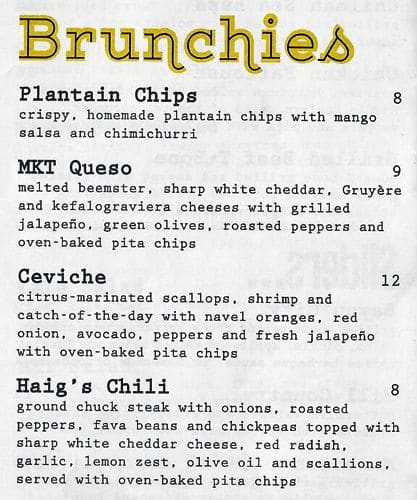 Menu at MKT Bar, Houston