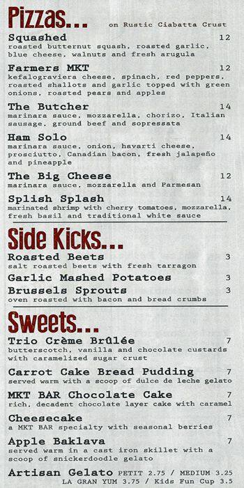 Menu at MKT Bar, Houston
