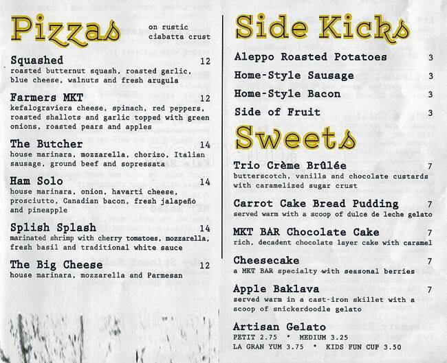 Menu at MKT Bar, Houston