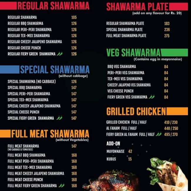 Menu of The Arab Station, Perungudi, Chennai