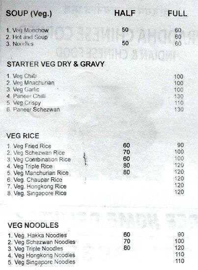 Shraddha Chinese Corner Menu, Menu for Shraddha Chinese Corner, Bandra ...