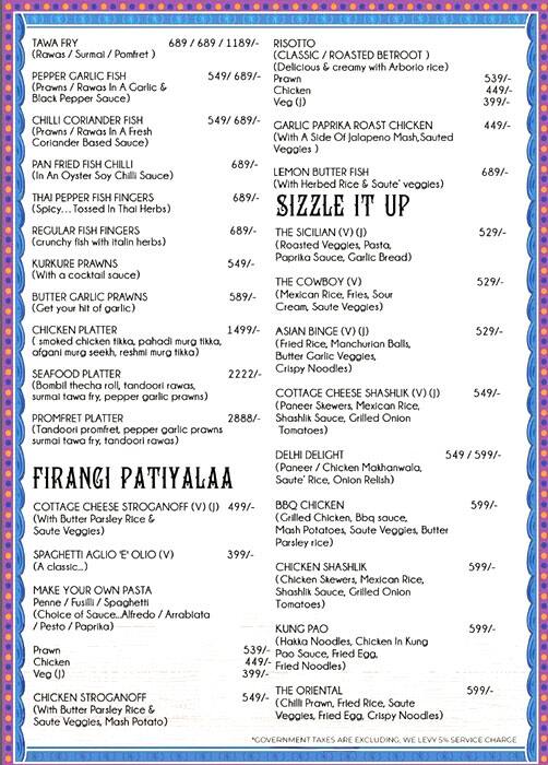 Menu at Angrezi Patiyalaa Thane, Thane