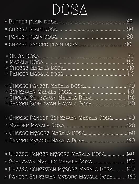 Menu of 99 Variety Mumbai Dosa, Marathahalli, Bangalore