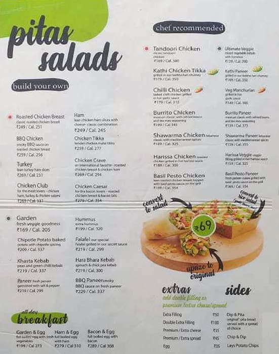 Menu of Pita Pit, Golf Course Extension, Gurgaon