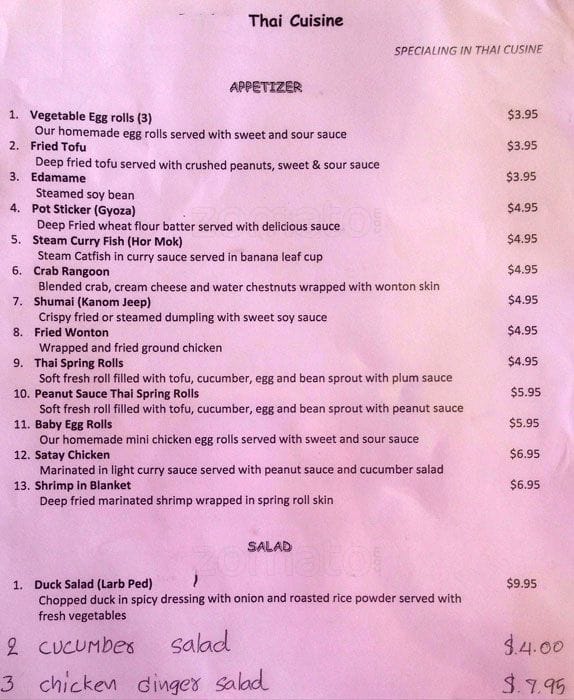 Rainbow Thai Cuisine Menu, Menu for Rainbow Thai Cuisine, Lincoln ...