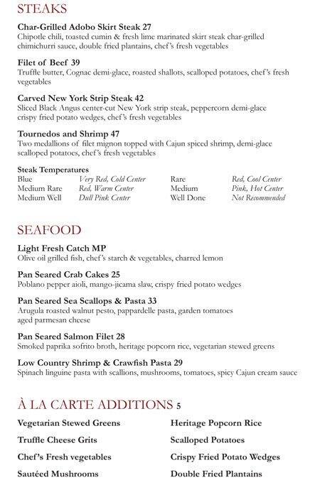 Menu at Fandangle's-Sheraton Atlanta Hotel, Atlanta