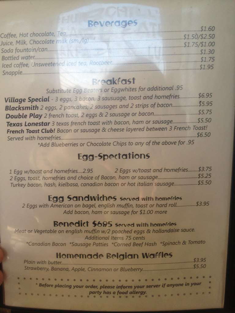Menu at Churchill's Village Eatery restaurant, Sturbridge
