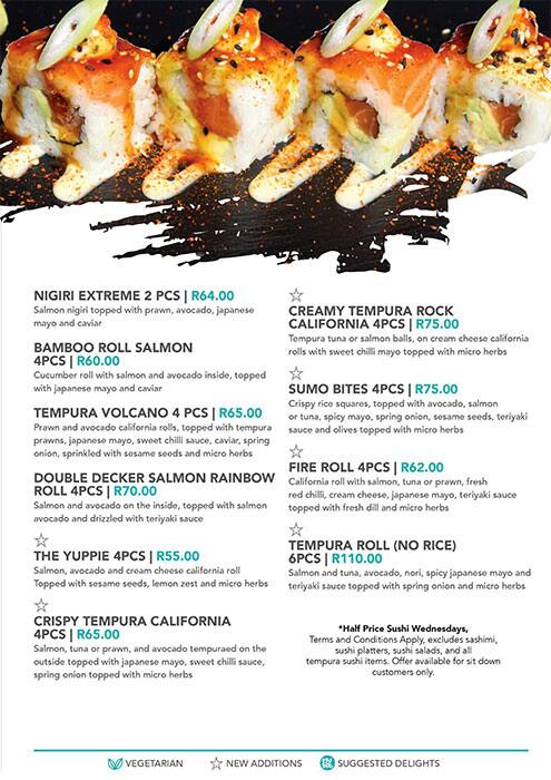 Menu at On Sixth restaurant, Benoni