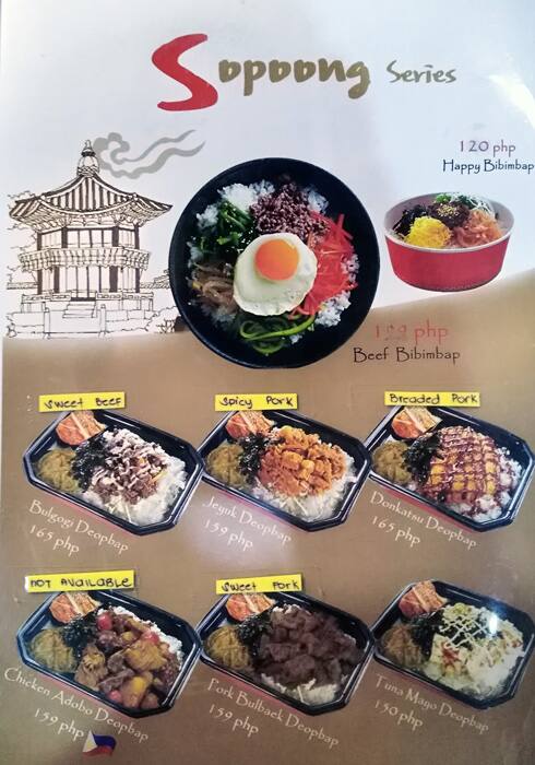 Carta de Sopoong Food House, Pasig, Robinsons Cyberscape Beta