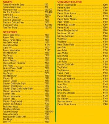 Menu of Pappu Da Dhaba, Expressway, Pune