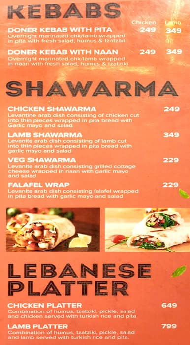 Menu at Doner Shack, Chandigarh