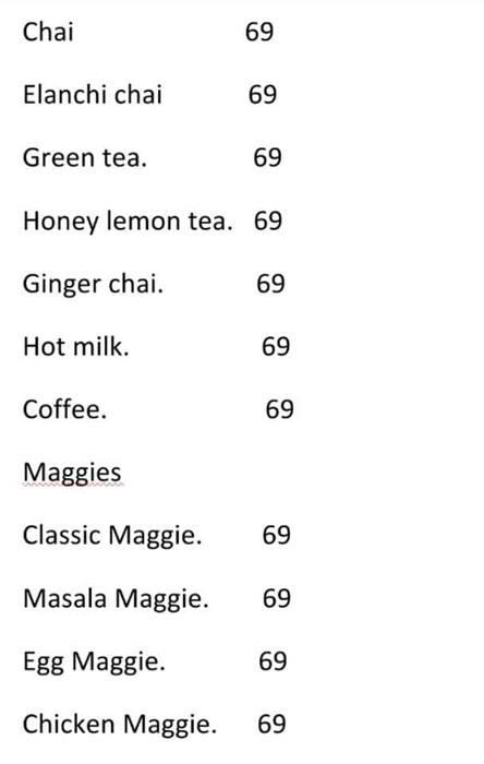 Menu of Traditional Tea Point, Madhapur, Hyderabad