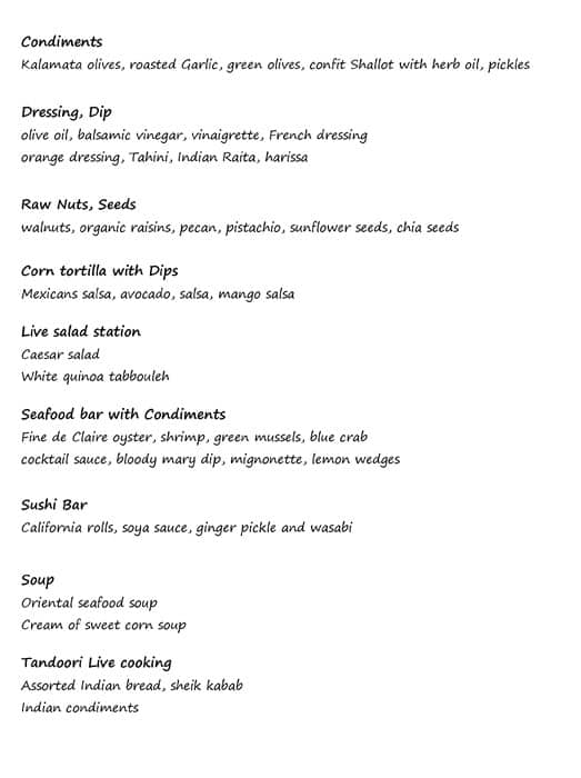 Menu at Al Dawaar Revolving Restaurant - Hyatt Regency Dubai, Dubai