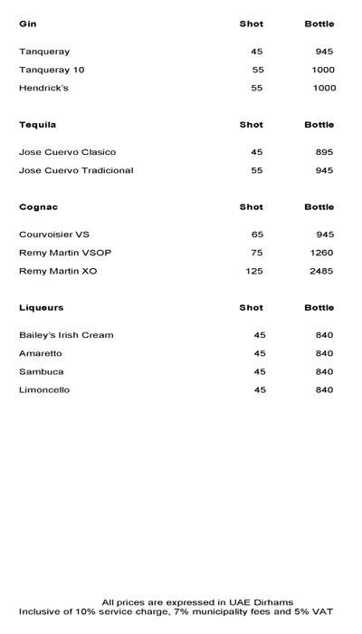 Menu at Al Dawaar Revolving Restaurant - Hyatt Regency Dubai, Dubai