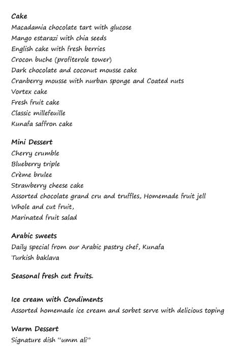 Menu at Al Dawaar Revolving Restaurant - Hyatt Regency Dubai, Dubai