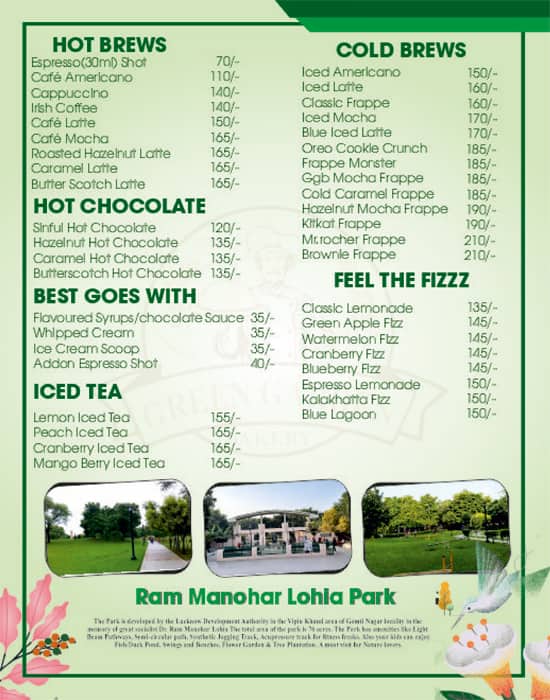 Menu of Green Garden Bakery Aashiana Lucknow