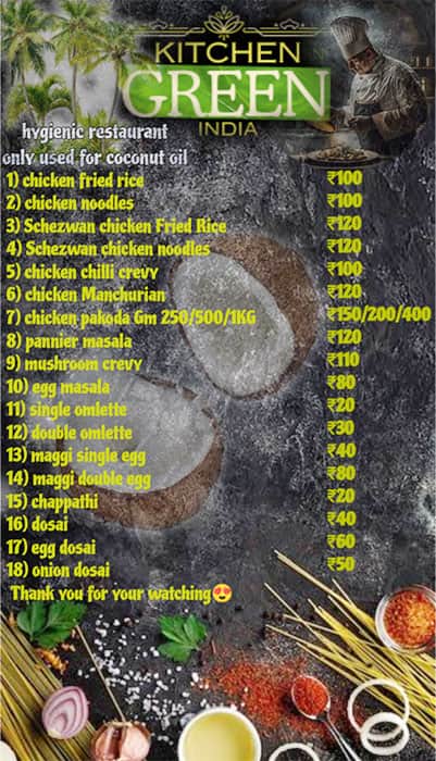 Menu of Kitchen Green India, Velachery, Chennai