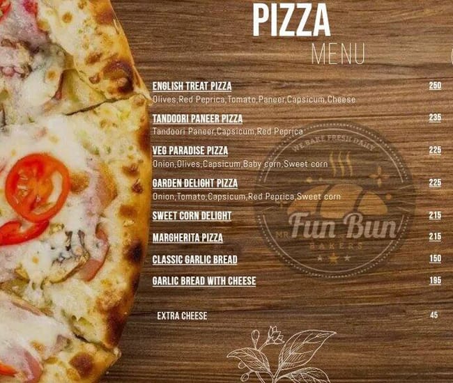 Menu of Mr. Fun Bun Bakers, Aashiana, Lucknow