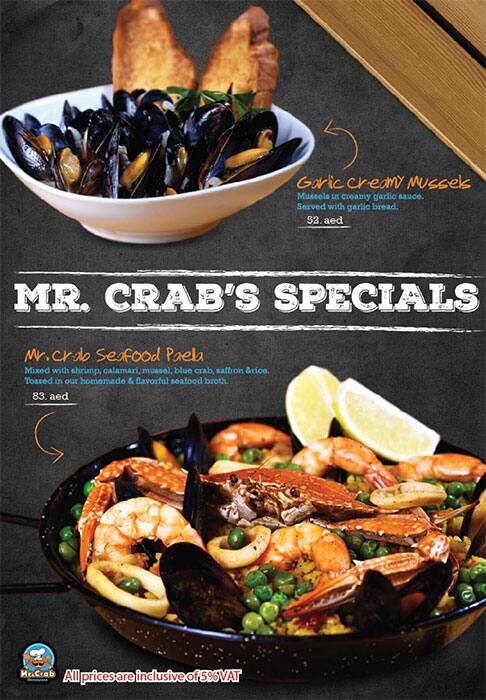 Menu at Mr.Crab Restaurant, Dubai, Khalid Bin Waleed St