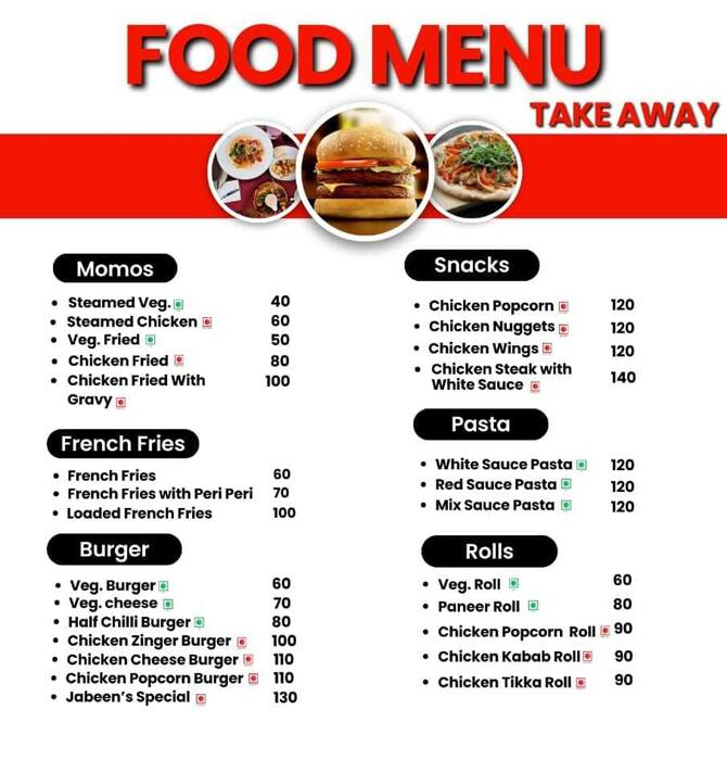 Menu of Jabeen's Kitchen, Jasola, New Delhi
