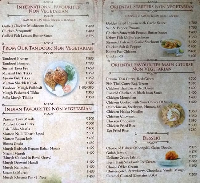 Menu at Legend, Mumbai, 37 Lallu Bhai Park Road