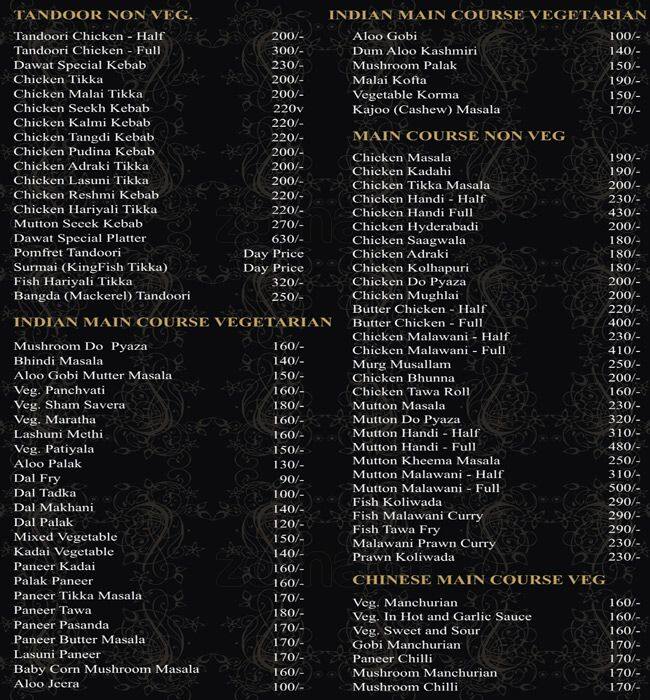 Menu at Dawat Restaurant, Pune, Shop No 4