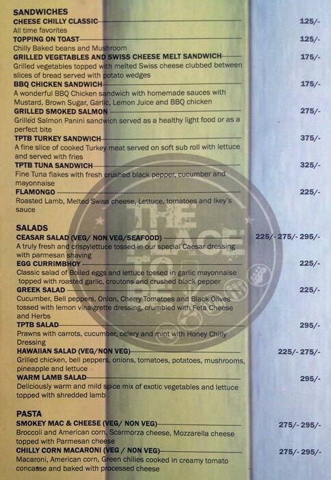 Menu at The Place To Be Restaurant, Pune