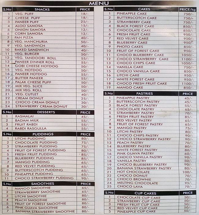 Swiss Castle Menu, Menu for Swiss Castle, Marredpally, Secunderabad ...