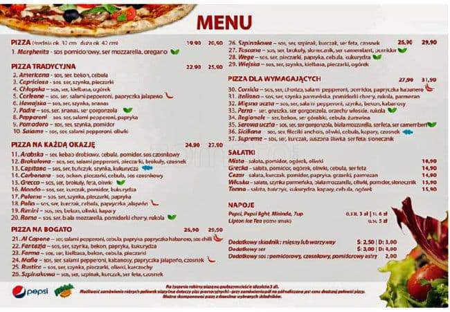 Tele placek menu, Menu restauracji Tele placek, Tarchomin, Warszawa ...