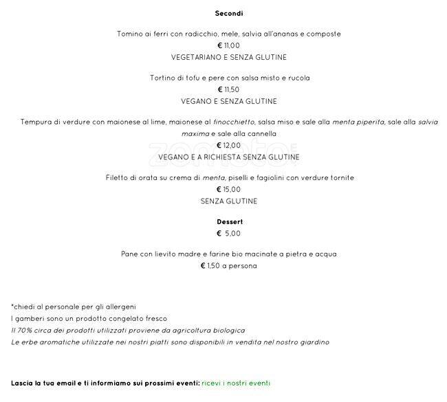 Menu da Orto erbe e cucina ristorante, Milano
