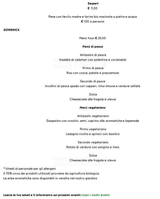 Menu da Orto erbe e cucina ristorante, Milano