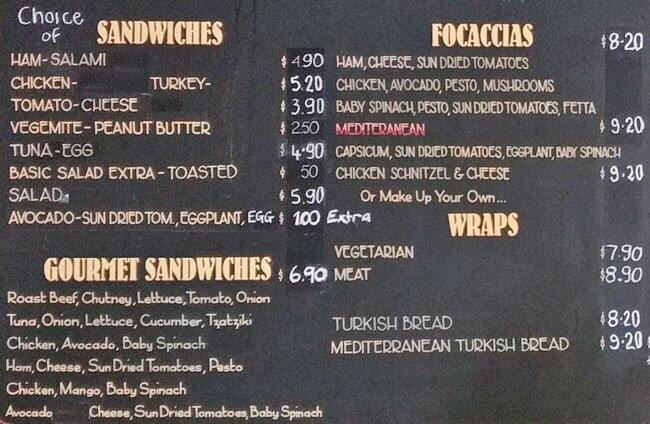 Menu at Uncle Louies fast food, Bayswater