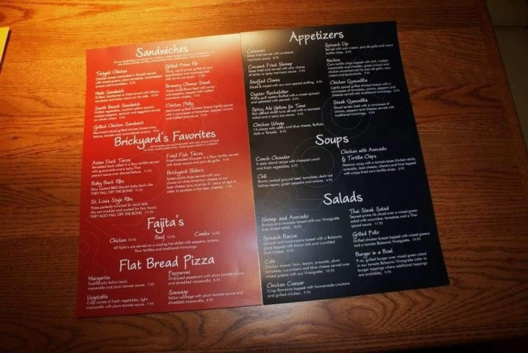 Menu at Brickyard Restaurant & Micro Brewery, Boca Raton