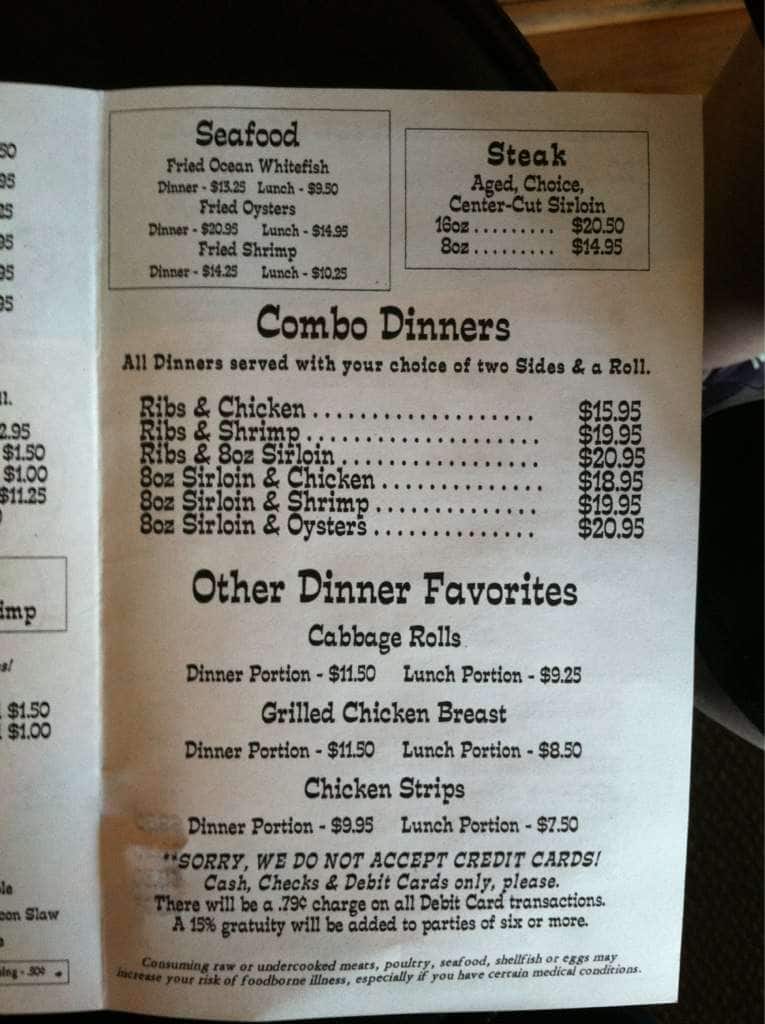 Menu at K D's Kettering Bar-B-Q, Dayton