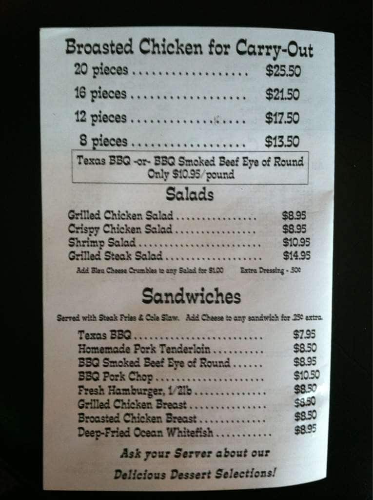 Menu at K D's Kettering Bar-B-Q, Kettering