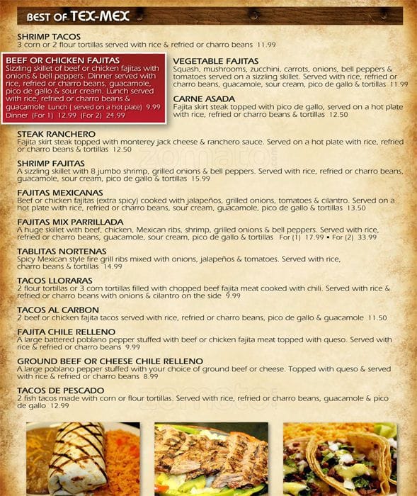 Menu at Dos Leones restaurant, Graham, TX-16