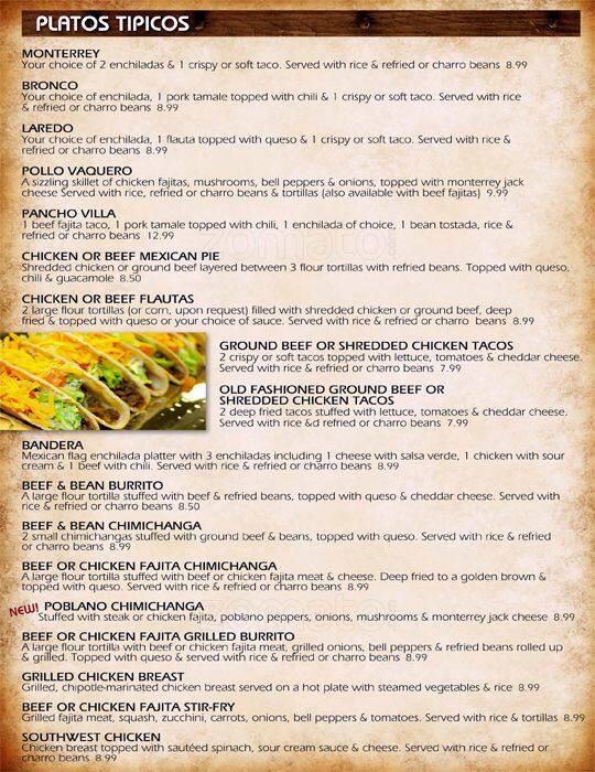 Menu at Dos Leones restaurant, Graham, TX-16