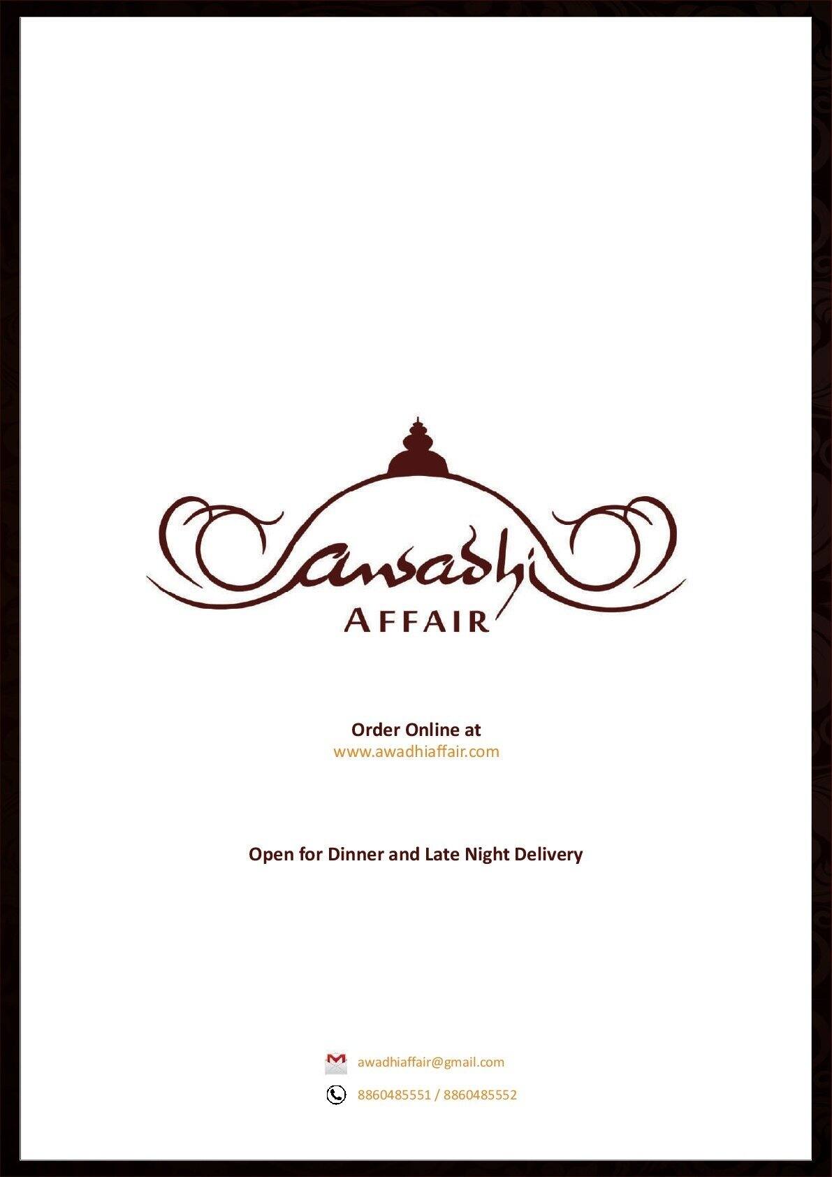 Awadhi Affair Menu, Menu for Awadhi Affair, Greater Kailash 1 (GK1 ...