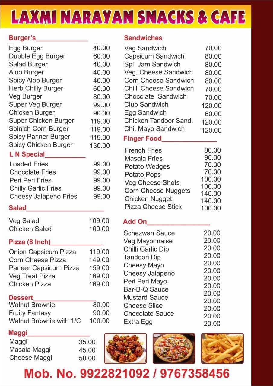 Menu of Laxmi Narayan Snack, Wakad, Pune