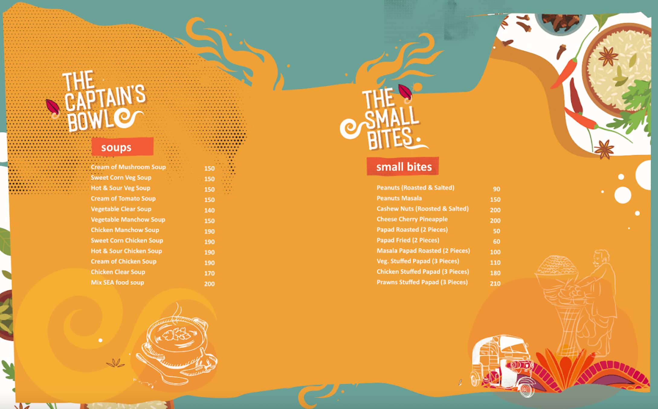 Menu of South Delhi, Vagator, Goa