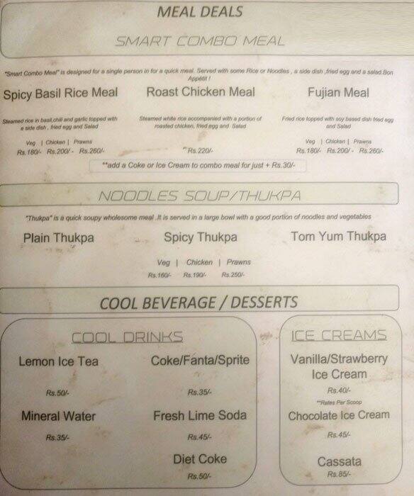 Menu at Chung's Dumpling House, Bengaluru