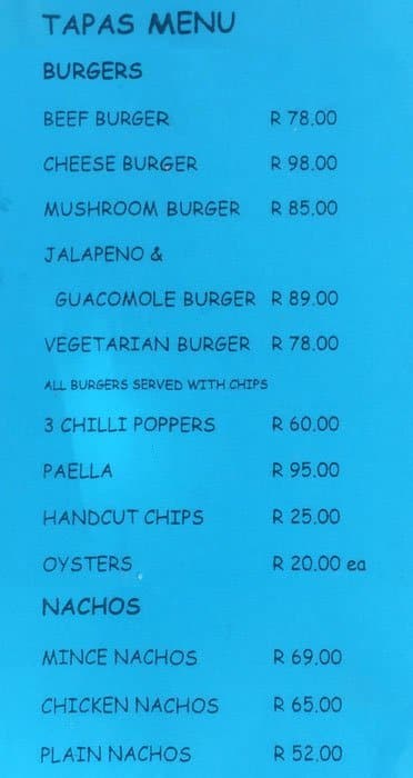 Cape to Cuba Menu, Menu for Cape to Cuba, Kalk Bay, Bay Area, Cape Town ...